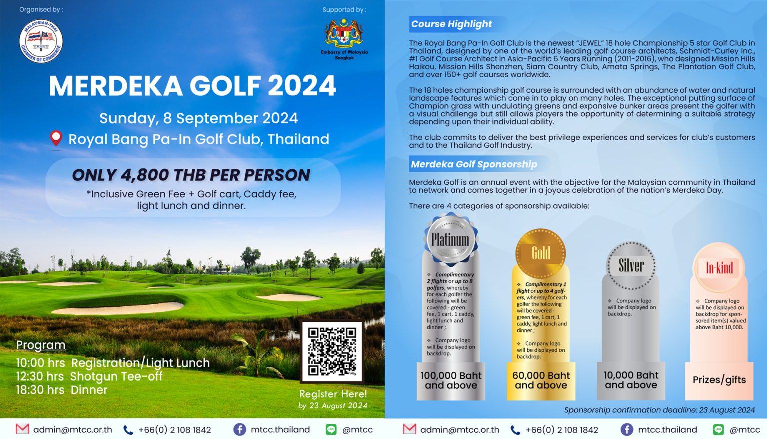 MERDEKA GOLF 2024 – Sunday, 8 September 2024 @Royal Bang Pa-in Golf ...